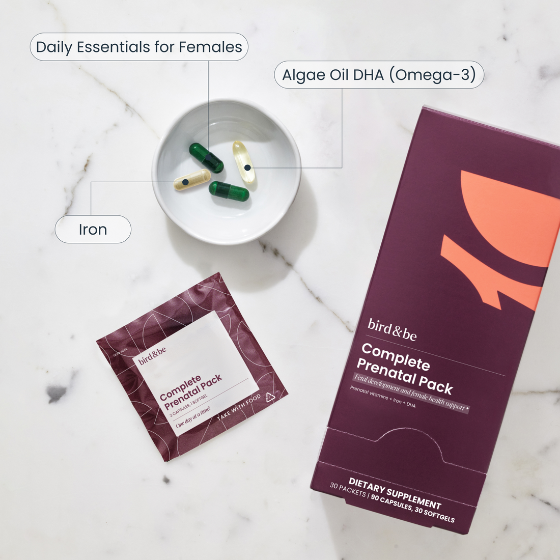 The Complete Prenatal Pack - 30 daily packs of prenatal vitamins – Bird&Be